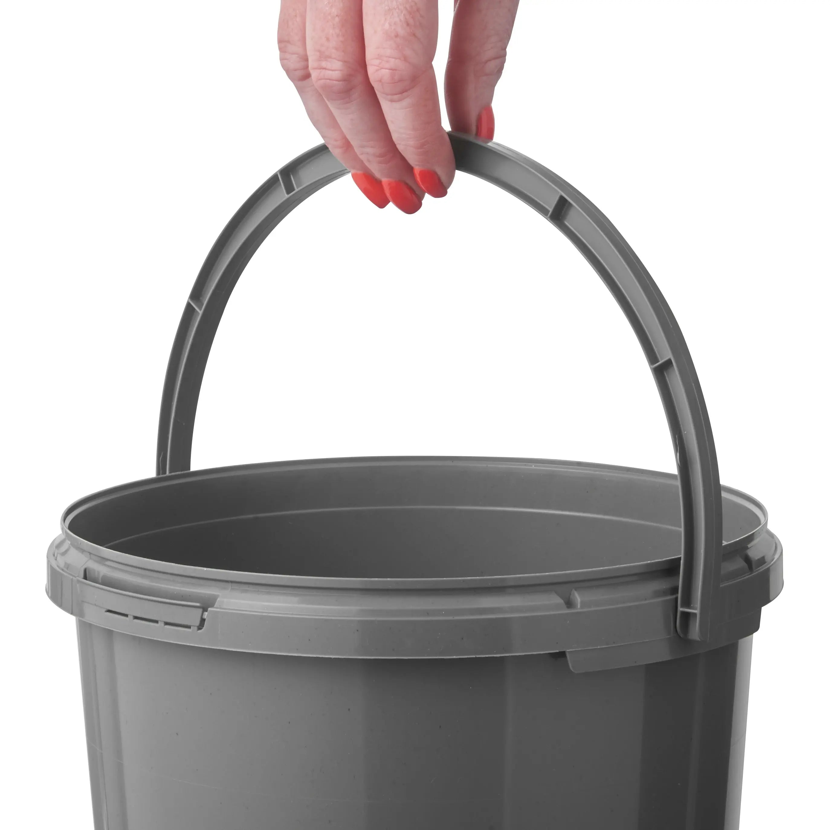 5.6 Litre Recycled Plastic Grey Round Bucket with Plastic Handle – Invopak