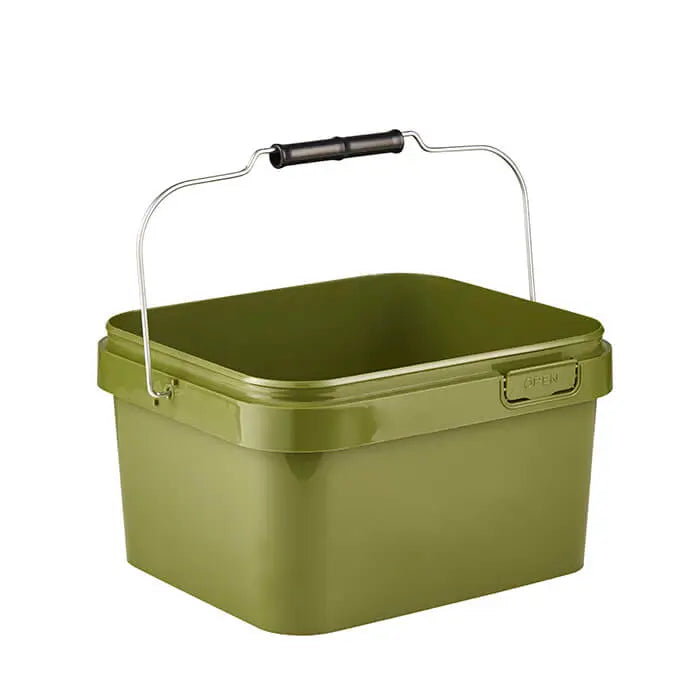 5 Litre Plastic Olive Green Tamper Evident Square Bucket with Handle ...