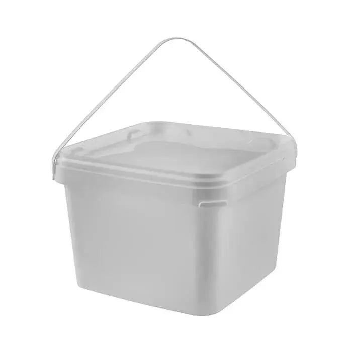 3.5 Litre Plastic White Tamper Evident Square Bucket with Plastic Hand ...