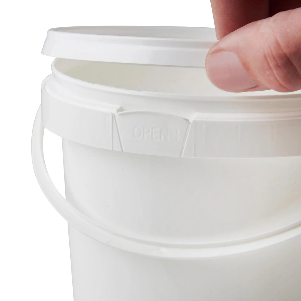 1 Litre White Tub Complete with 131 mm White Lid and Plastic Handle ...