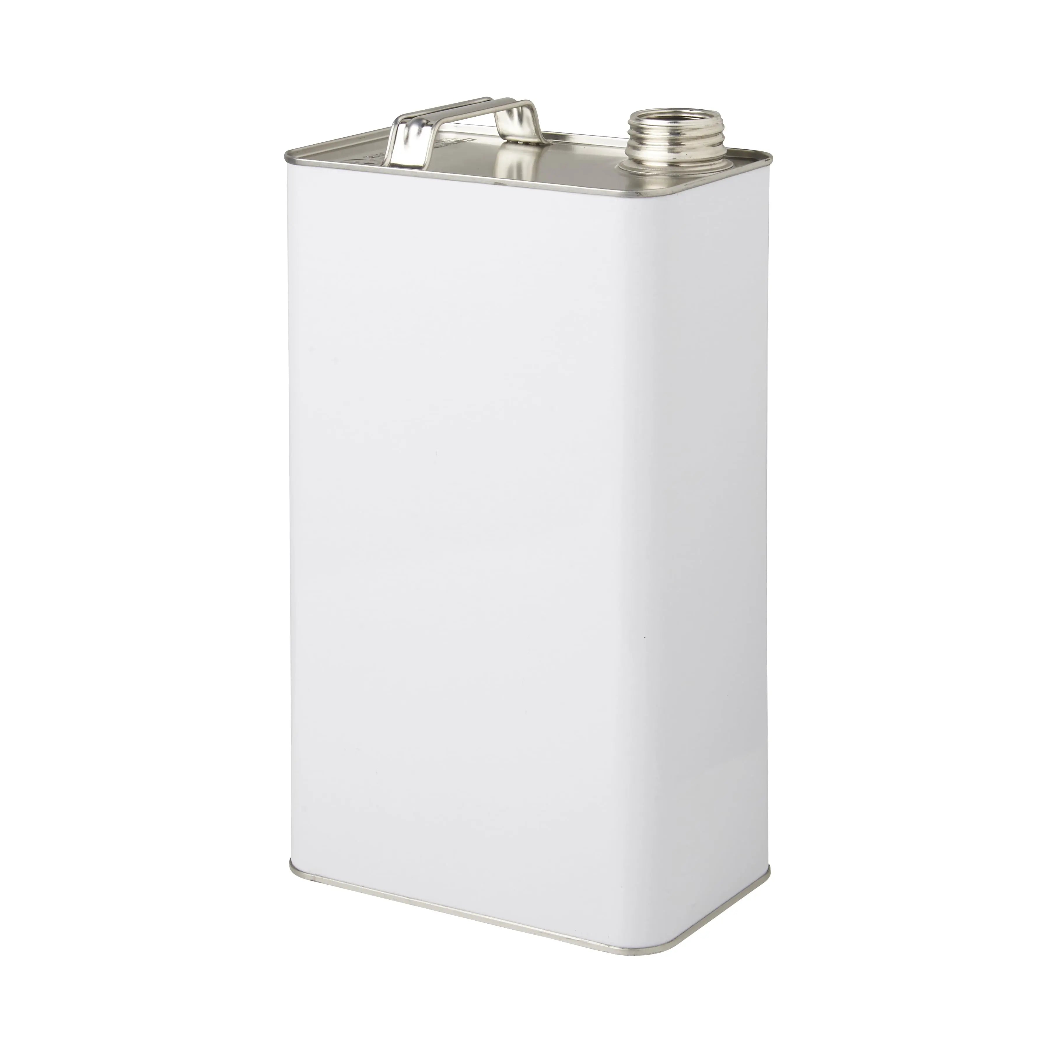 5 Litre White Rectangular UN Approved Tin Plain Interior - 38mm Screw ...